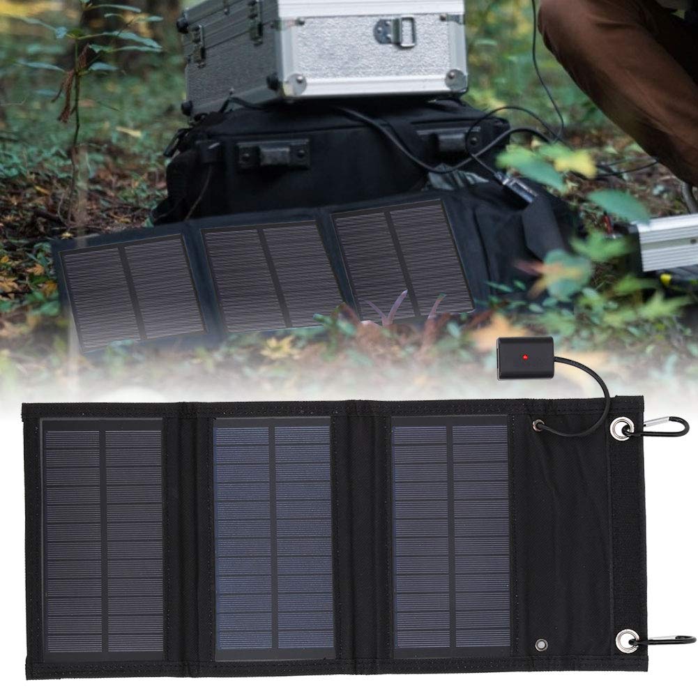 Hilitand Portable Solar Panel Foldable Pack Waterproof Solar Panels for Tourism and Hiking, USB 5V 15W Solar Panel 42.2 x 18.1cm