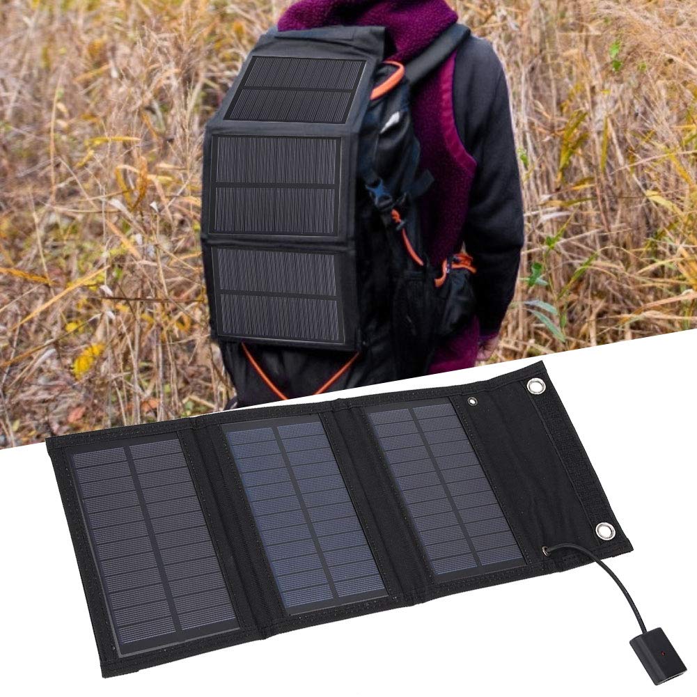 Hilitand Portable Solar Panel Foldable Pack Waterproof Solar Panels for Tourism and Hiking, USB 5V 15W Solar Panel 42.2 x 18.1cm