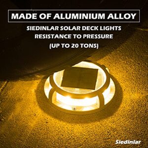 SIEDiNLAR Solar Deck Lights Outdoor 2 Modes 16 LEDs Driveway Markers Dock Light Solar Powered Waterproof for Ground Step Pathway Walkway Stair Garden Road Yard 4 Pack (Cool White/Warm White)