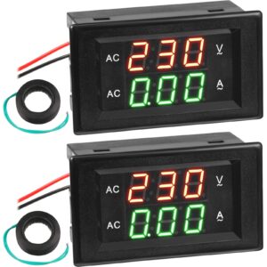 volt amp meter 500v 200a voltmeter voltage and current meter digital dual display, 0.39 inches led 2 in 1 multimeter, 2-wire voltage amperage tester gauge with current transformer (2)