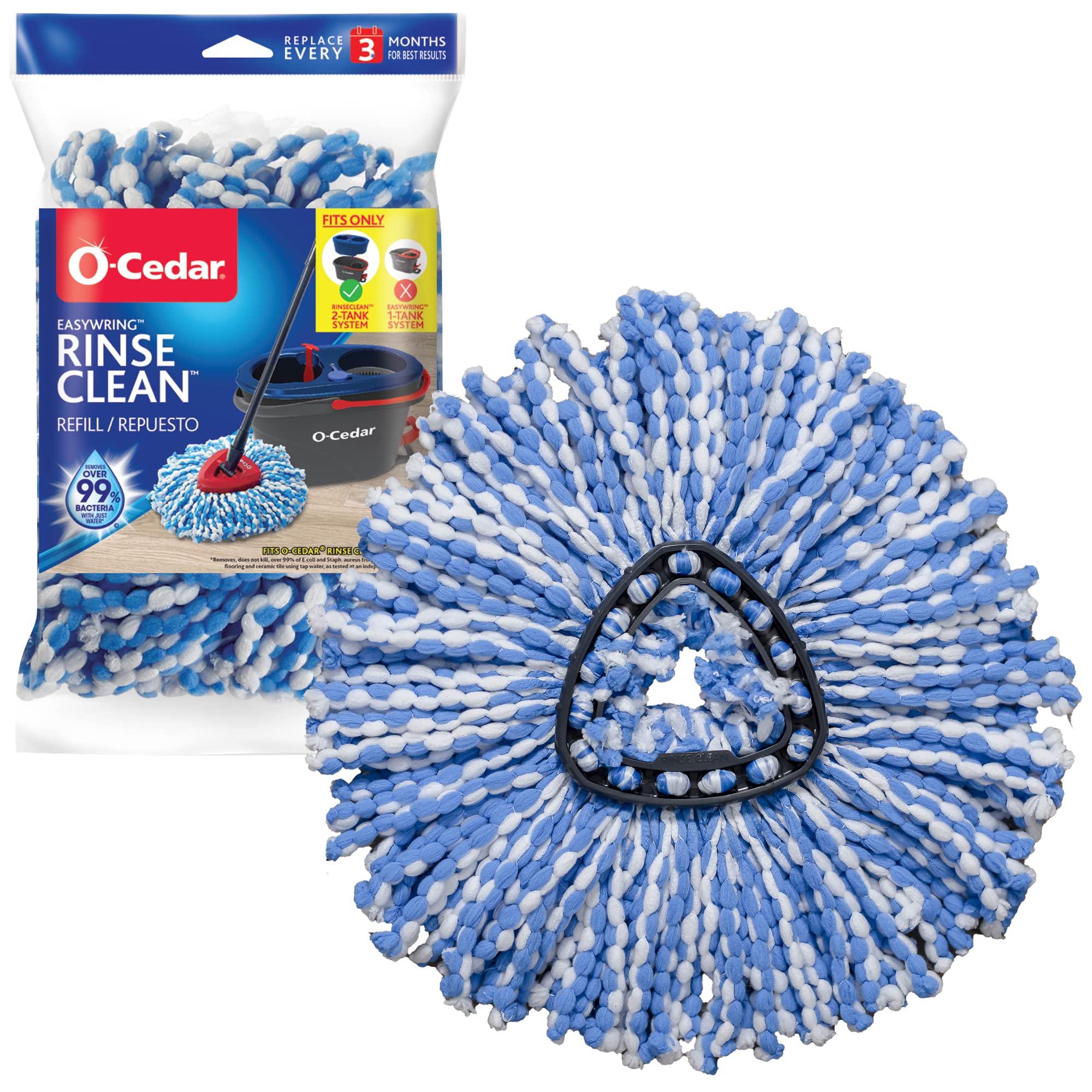 O-Cedar EasyWring RinseClean Spin Mop Microfiber Refill, 1-Pack, Blue