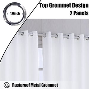 BONZER Waterproof Indoor/Outdoor Curtains for Patio - Thermal Insulated, Sun Blocking Grommet Blackout Curtains for Bedroom, Porch, Living Room, Pergola, Cabana, 2 Panels, 52 x 84 inch, White