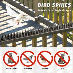 Grovind 19 FT Pigeon Spikes Plastic Bird Spikes Deterrent Birds, Crow, Cat and Raccoon, Deterrent Spikes for Fences and Roof to Keep Birds Away