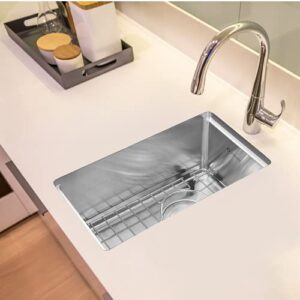 ZEEK 10 Inch Workstation Stainless Steel Bar Sink Undermount with Accessories Single Bowl 16 Gauge