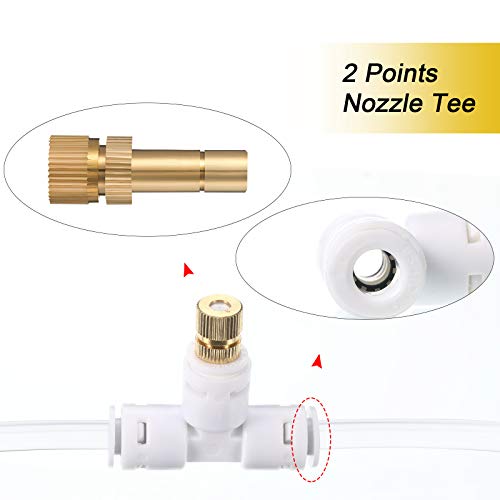 Honoson 16 Pieces Brass Misting Nozzles Misting Nozzles Kit with 0.03 cm Orifice Thread Gold Nozzles for Patio Misting System Outdoor Cooling System Garden Water Mister