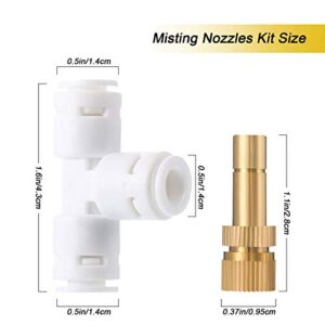 Honoson 16 Pieces Brass Misting Nozzles Misting Nozzles Kit with 0.03 cm Orifice Thread Gold Nozzles for Patio Misting System Outdoor Cooling System Garden Water Mister