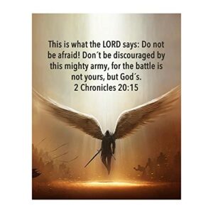 the battle is not yours - warrior christian wall decor, angel inspirational wall art, bible verse motivational print for living room decor aesthetic, home decor, office decor, church, unframed - 8x10