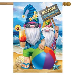 summer gnomes humor house flag 40" x 28" briarwood lane