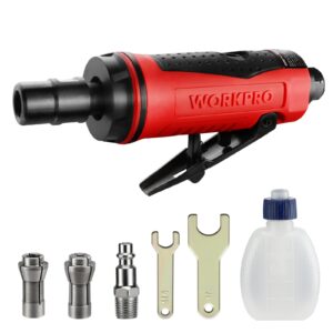 workpro 1/4-inch pneumatic straight die grinder, 25000rpm, air-powered die grinder for grinding, cutting, polishing, welding repair, deburring, 1/4" & 1/8" collets included