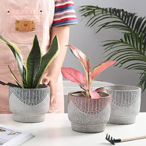 POTEY Cement Planter Pots for Plants 056603 5.5 Inch Concrete Planter Indoor Planter with Drainage Hole for Bonsai Plants Flower Aloe Indoor Home Decor(Plants Not Included)