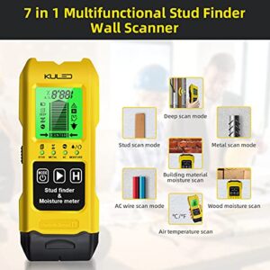 Stud Finder Wall Stud Detector 7 in 1 Electronic Wood Sensor Beam Finder Multifunctional Wall Scanner with Digital LCD Display & Sound Warning Moisture Meter Temperature Detection