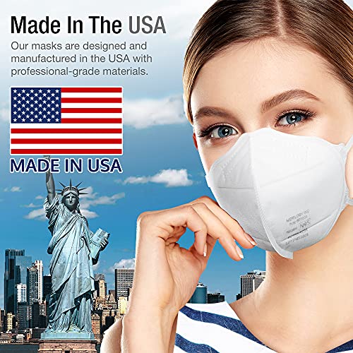 MERILOGY N95 Mask Respirator [ Made in USA ] NIOSH Certified N95 Particulate Respirators Face Mask (Pack of 20) - Not for Medical Use, White, Adult (Model: ME501831)