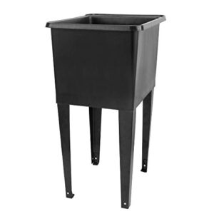 black space saver utility sink by js jackson supplies, freestanding tehila space saving laundry tub, black metal legs with p-trap kit