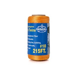 hongda mason line, 215 feet #18 twisted polypropylene mason line string perfect for masonry jobs and for the layout of general construction, gardening, diy project, orange