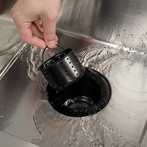 Zeesink Kitchen Sink Drain Assembly,Black Sink Strainer with Removable Basket,Fit for Kitchen Sink Opening Size 3 1/2",Black Color