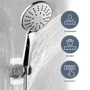 Shower Head Holder Strong Adhesive Adjustable Handheld Shower Wand Holder No Drilling Wall Mount Bracket (Silver)