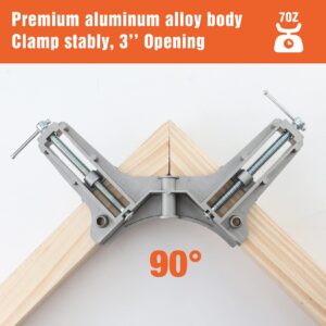 PONY 2-Piece 90 Degree Corner Clamp Set, Featured with 3’’ Maximum Opening, 200 lbs Clamping Force & 1/2’’ Clamping Height, Aluminum Alloy Body, Adjustable Right Angle Clamps for Multiple Projects