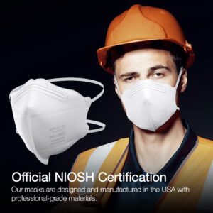 EasyEast N95 Mask Respirator [ Made in USA ] NIOSH Certified N95 Particulate Respirators Face Mask (Pack of 10),White,Adult,501831 (EE10P)