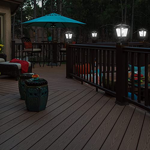 Solar Post Lights Outdoor, Solar Lamp Post Cap Fence Lights, Waterproof for Wood Fence Deck Patio Garden Decorative, Fit on 4x4 Wood Posts, 15 Lumens, Black (2 Pack)