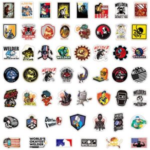 Welder Stickers for Helmet 50pcs, Cool Welding Worker Stickers, Hard Hat Vinyl Stickers for Men Tool Box Laptop Motorcycle Skateboard Bike Luggage