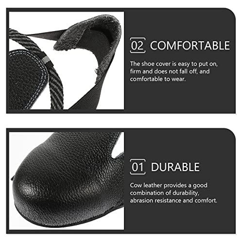 EXCEART Steel Toe Cap 1 Pair Safety Shoe Caps Universal Anti- smash Leather Shoes Covers Overshoes Accessories with Adjustable Strap for Industry Workplace