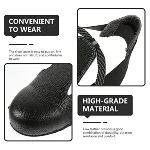 EXCEART Steel Toe Cap 1 Pair Safety Shoe Caps Universal Anti- smash Leather Shoes Covers Overshoes Accessories with Adjustable Strap for Industry Workplace