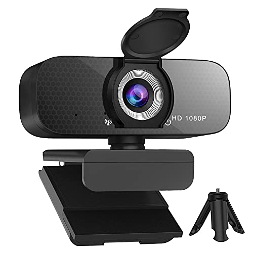 Webcam 1080p HD Computer Camera-in Microphone and Rotatable Tripod, Privacy Cover, 1080P Video, Wide Angle Camera, for Desktop PC or Laptop Computer, Great for Video Conferencing, Live Streaming