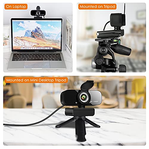 Webcam 1080p HD Computer Camera-in Microphone and Rotatable Tripod, Privacy Cover, 1080P Video, Wide Angle Camera, for Desktop PC or Laptop Computer, Great for Video Conferencing, Live Streaming