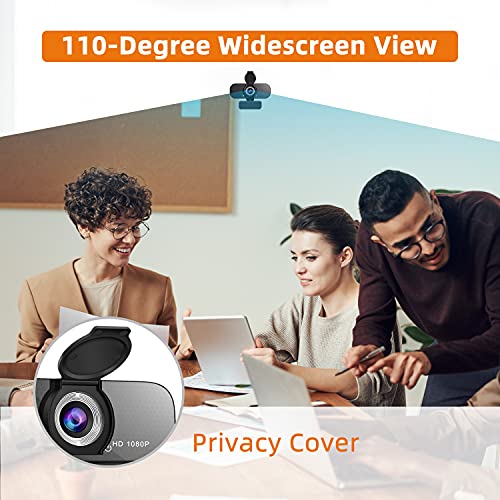 Webcam 1080p HD Computer Camera-in Microphone and Rotatable Tripod, Privacy Cover, 1080P Video, Wide Angle Camera, for Desktop PC or Laptop Computer, Great for Video Conferencing, Live Streaming