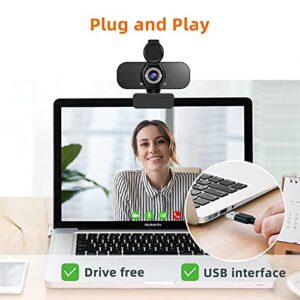 Webcam 1080p HD Computer Camera-in Microphone and Rotatable Tripod, Privacy Cover, 1080P Video, Wide Angle Camera, for Desktop PC or Laptop Computer, Great for Video Conferencing, Live Streaming