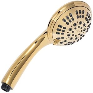 aqua elegante 6 function luxury handheld shower head - adjustable pressure rainfall spray with removable nozzle, polished brass