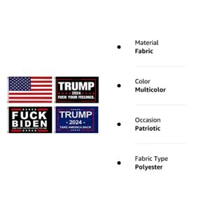 Trump 2024 Flags Fuck Biden Flag Re-Elect Trump 2024 Flag, American Flag, Keep America Great, No More Bullshit with Grommets Patriotic Outdoor Indoor Decoration, 3x5 ft, 4 Patterns