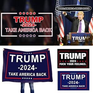 Trump 2024 Flags Fuck Biden Flag Re-Elect Trump 2024 Flag, American Flag, Keep America Great, No More Bullshit with Grommets Patriotic Outdoor Indoor Decoration, 3x5 ft, 4 Patterns