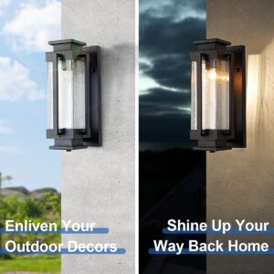 EERU Dusk to Dawn Outdoor Wall Lanterns Large Exterior Porch Lights Wall Mount IP65 Waterproof Outdoor Sconces with Seeded Glass Outside Wall Lamp for House Garage Front Porch Patio