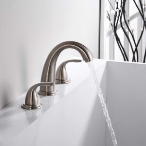 sumerain Two Handle Roman Tub Faucet Brushed Nickel with Valve, High Flow