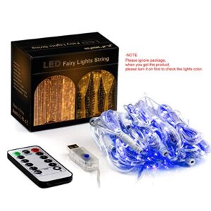 YEOLEH String Lights Curtain,USB Powered Fairy Lights for Bedroom Party,8 Modes & IP64 Waterproof Ideal for Garden,Patio (Blue,7.9Ft x 5.9Ft)