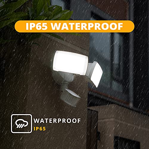 UME Smart WiFi LED Security Light Motion Sensor Outdoor, Works with Alexa/Google,3000LM,2700-6500K,Waterproof Exterio Light,Dusk to Dawn Flood Light with APP Control for Backyad Yard Patio(White)