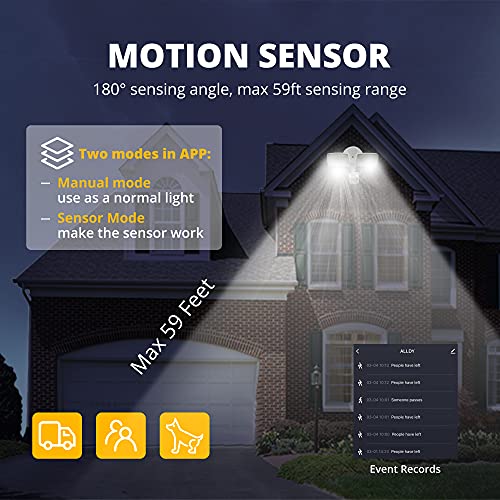 UME Smart WiFi LED Security Light Motion Sensor Outdoor, Works with Alexa/Google,3000LM,2700-6500K,Waterproof Exterio Light,Dusk to Dawn Flood Light with APP Control for Backyad Yard Patio(White)