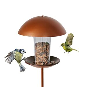 goodeco bird feeders with pole - metal bird feeders for outside wild birds in yard,backyard,patio outdoor garden decor,grandpa/grandma gifts,gift idea 7.8x55.8 inch (round)