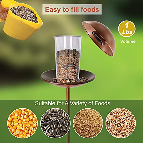 Goodeco Bird Feeders with Pole - Metal Bird feeders for Outside Wild Birds in Yard,Backyard,Patio Outdoor Garden Decor,Grandpa/Grandma Gifts,Gift idea 7.8x55.8 inch (Round)