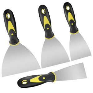 pack of 4 putty knife set, 2,3,4,5 inch wide spackle putty knives metal scrapers putty scrapers for drywall, putty, decals, wallpaper, baking, patching and painting