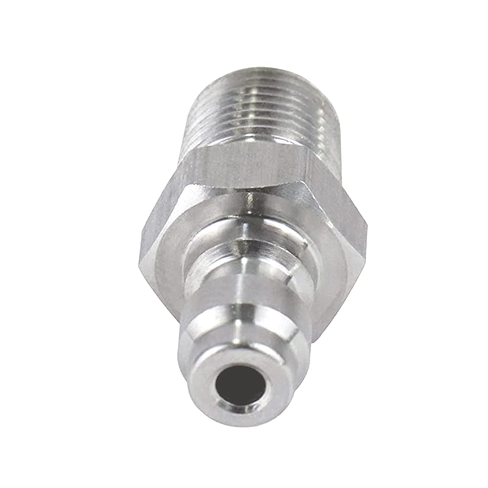 Universal 8mm Quick-Disconnect Plug Adapter, Stainless Steel 1/8" NPT Male Thread PCP Paintball Charging Fittings with Sealing O-Ring