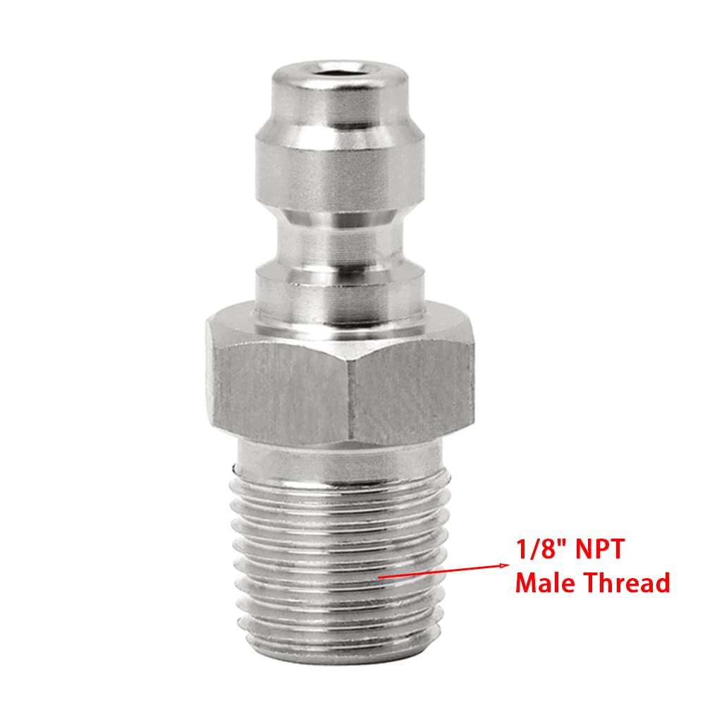 Universal 8mm Quick-Disconnect Plug Adapter, Stainless Steel 1/8" NPT Male Thread PCP Paintball Charging Fittings with Sealing O-Ring