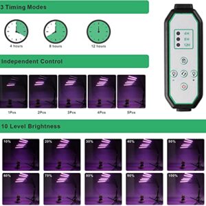 Aogled Grow Light with Stand,50W 5 Head LED Full Spectrum Indoor Plant Lamp with Remote Control,Adjustable Gooseneck,4/8/12H Timer and 10 Dimmable Brightness for Seed Starting Succulents Vegetables