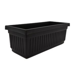 the hc companies 18 inch venetian rectangular window planter box - lightweight plastic indoor outdoor plant pot with drainage for windowsill, herbs, flowers, black