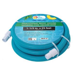 u.s. pool supply 1-1/2" x 25 foot professional above ground swimming pool vacuum hose with swivel cuff - removable cuff, cut to fit - compatible with filter pumps, filtration systems, chlorinators