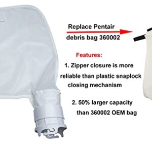 ATIE Pool Cleaner Fine Mesh Bag with Zipper Enclosure, Compatible with Pentair Kreepy Krauly Legend, Platinum, Letro Pool Cleaners Debris Bag 360002 and EU16 Bag (2 Pack)