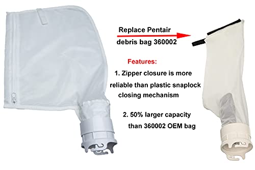 ATIE Pool Cleaner Fine Mesh Bag with Zipper Enclosure, Compatible with Pentair Kreepy Krauly Legend, Platinum, Letro Pool Cleaners Debris Bag 360002 and EU16 Bag (2 Pack)