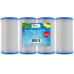 u.s. pool supply 4 pack of universal replacement filter cartridges, type a or c - compatible with above ground swimming pool pumps using type a or c filters - provides premium clean water filtration