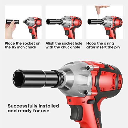 GYZJ Cordless 𝐈𝐦𝐩𝐚𝐜𝐭 Wrench 𝟏/𝟐" Brushless High Torque Wrenches 210 ft-lbs (280N.m) Right Angle Detent Anvil Impact Drive Set Kit 𝟐 Battery 𝟏𝟖𝐕 Chuck/Drill/Sockets/Tool Box/Fast Charger